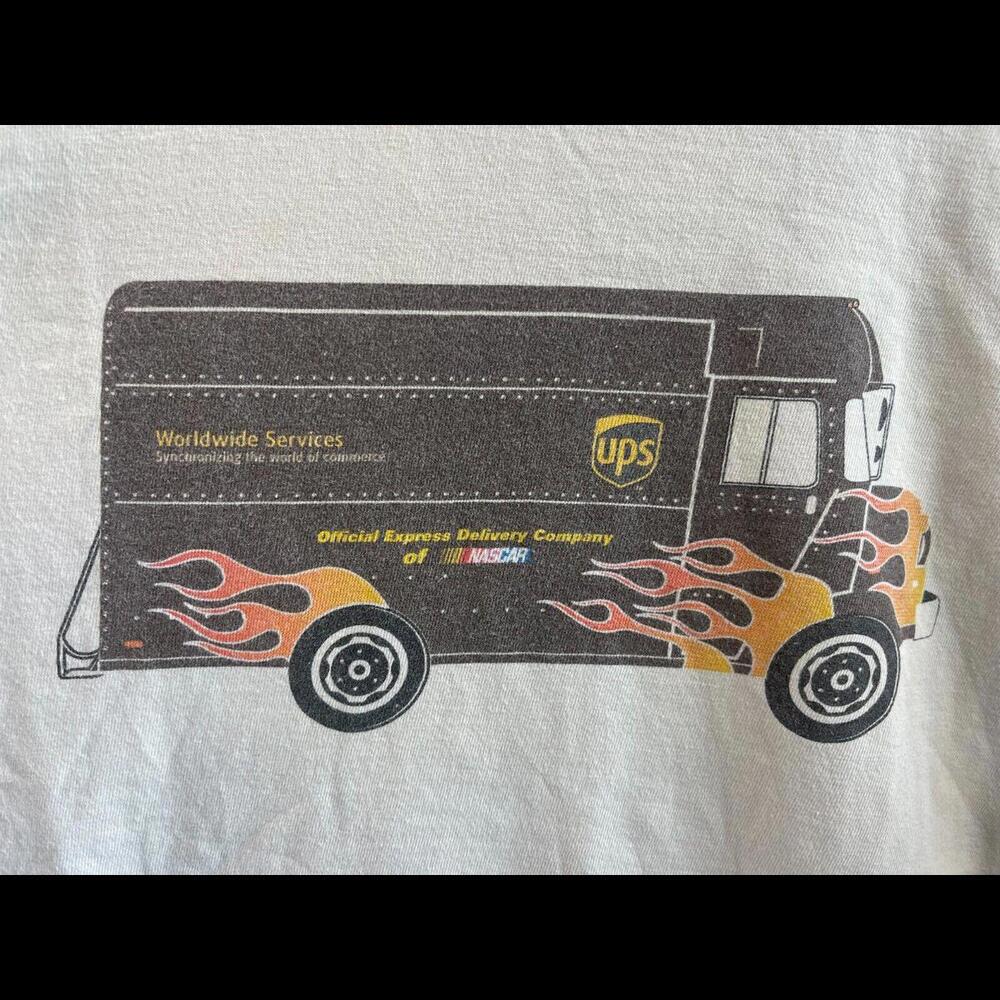 Rare 90s Ups Nascar Flames Delivery Van Truck Sz Xl G… - Gem